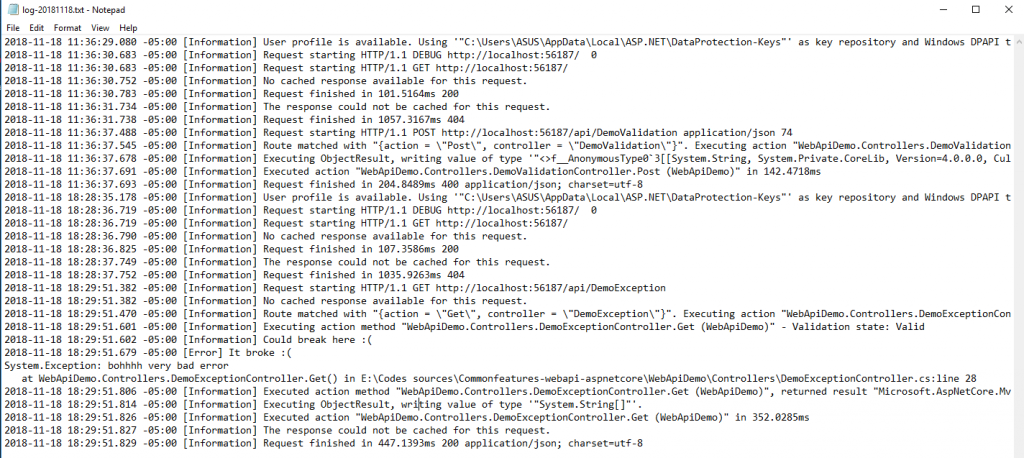 Common features in ASP.NET Core 2.1 WebApi: Logging – Anthony Giretti's .NET blog