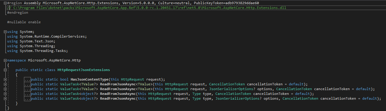ASP.NET Core 5 Route to Code: Taking advantage of Microsoft.AspNetCore.Http json extensions ...